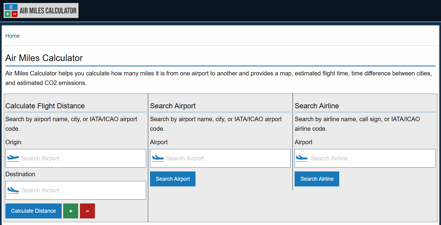 10 Best Air Miles Calculator Websites - Toolsummary